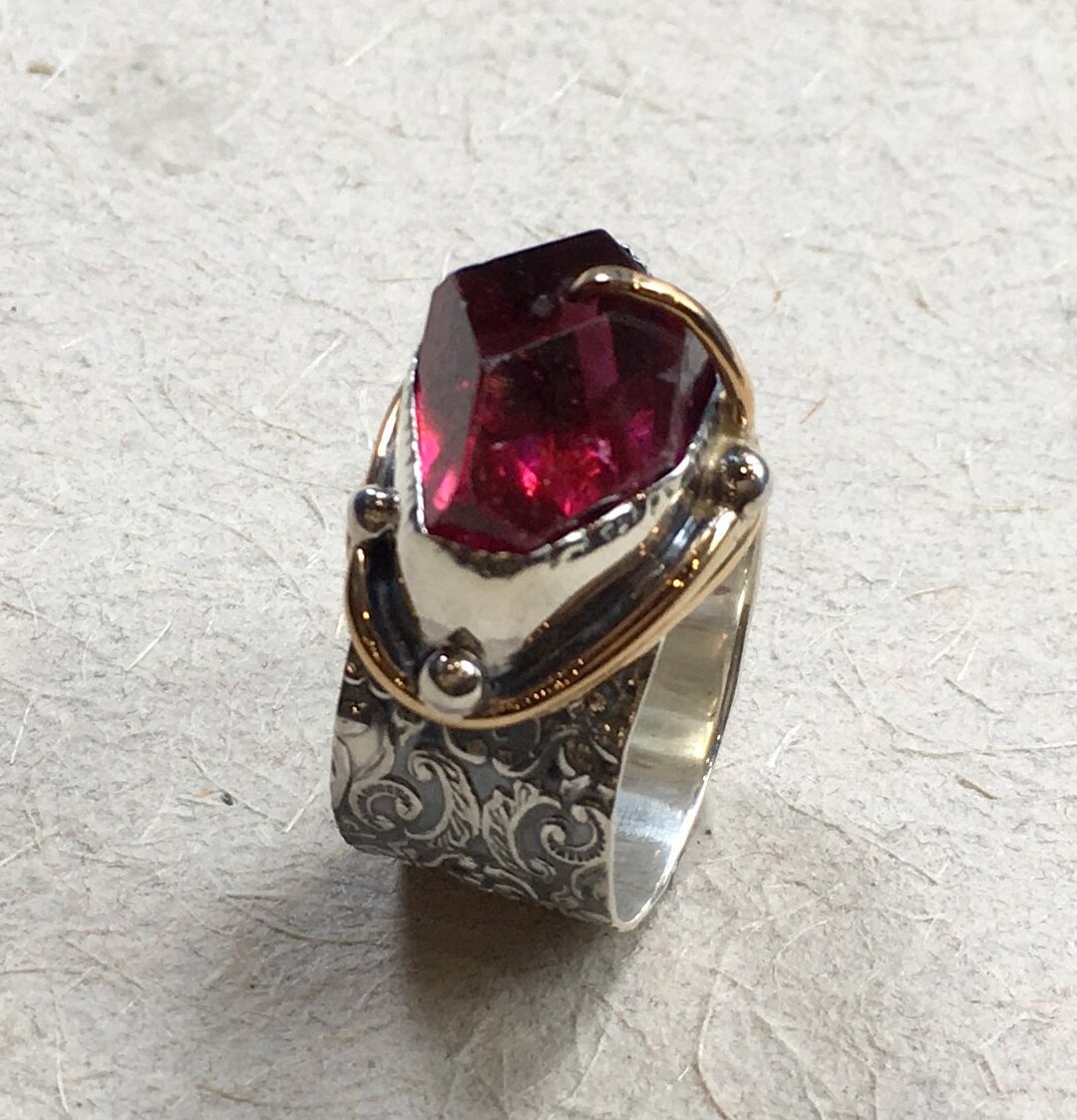 Organic Ring • Pink Fuchsia Quartz Ring • High Stone Ring • Gift for ...