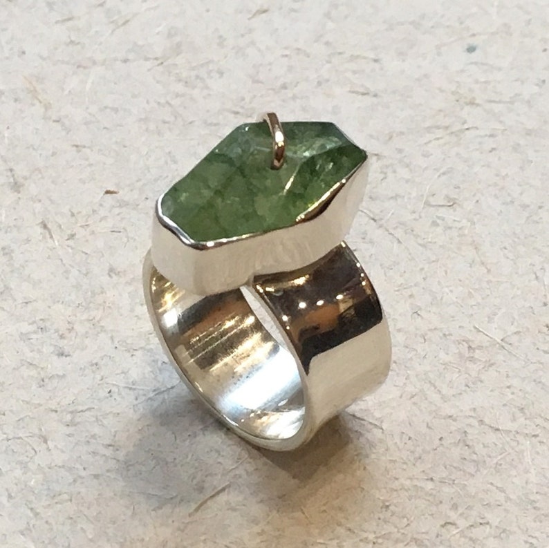 Green Quartz Ring, One of A Kind Ring, Raw Gemstone Jewelry, Organic ...
