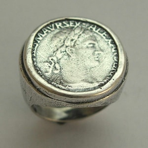 Large Coin Mens Ring, Coin Silver Ring, Unisex Ring, Rustic Ring ...