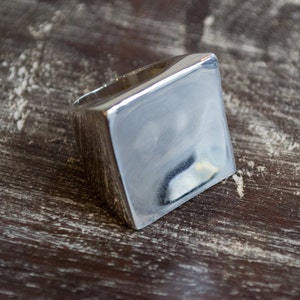 Square Silver Ring, Large Silver Ring, Statement Silver Ring, Cocktail ...