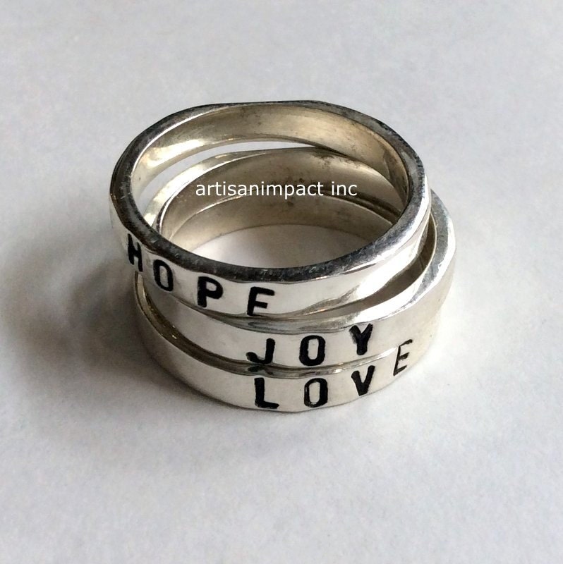 Sterling Silver Band Promise Band Hope Ring Hand Stamped - Etsy