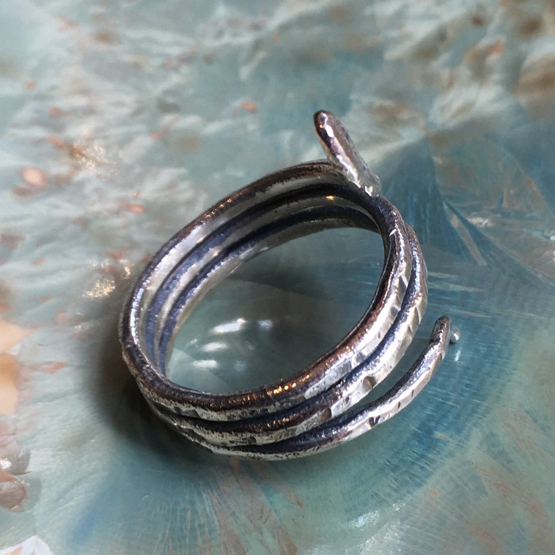 Silver Snake Ring Coiled Snake Ring Simple Ring Thin Band - Etsy