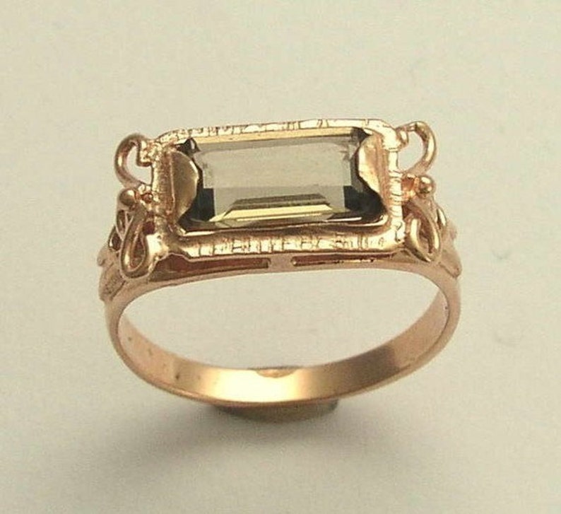 Rose Gold Smoky Quartz Ring, Rose-cut Gemstone Ring, Rose Gold ...