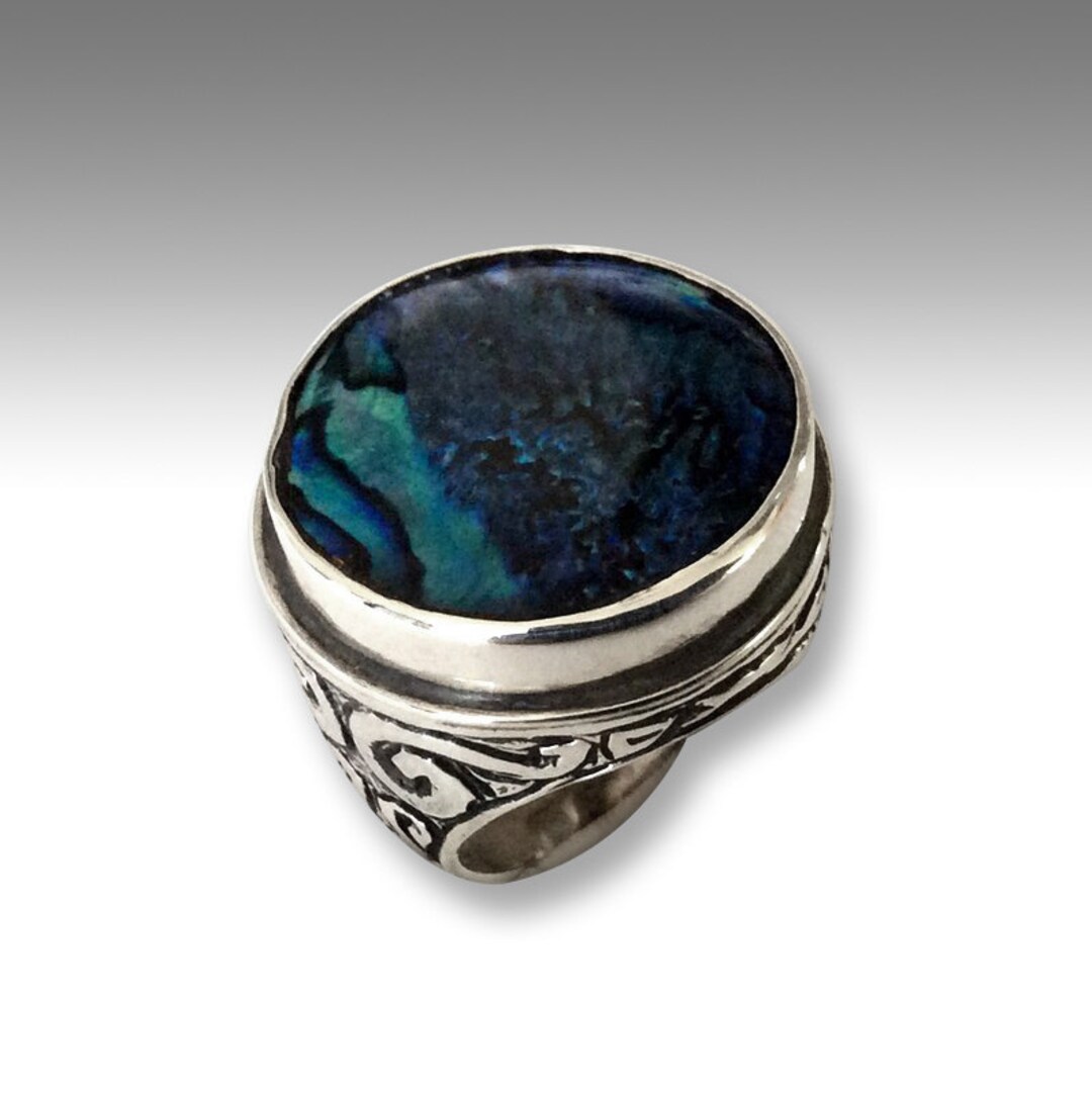 Gypsy Ring, Silver Ring, Hippie Ring, Gemstone Ring, Blue Shell Ring ...
