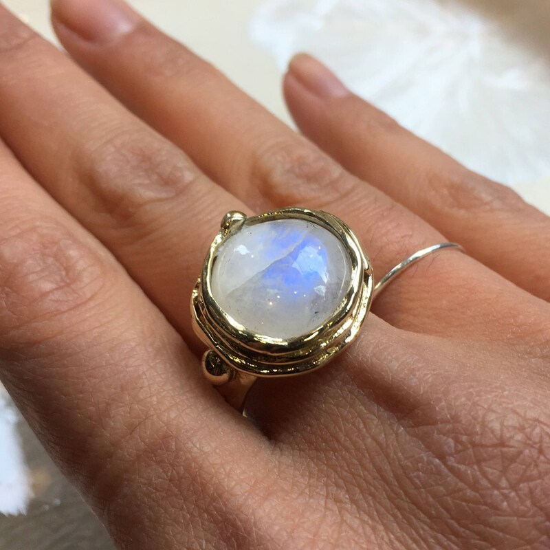 Gold Moonstone Ring - Etsy