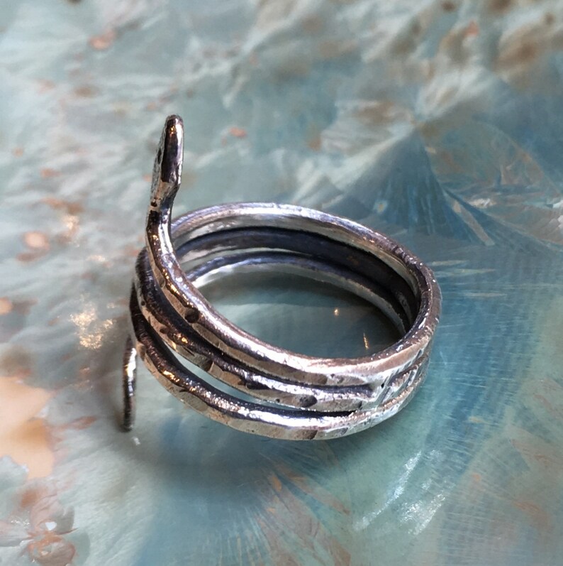 Silver Snake Ring Coiled Snake Ring Simple Ring Thin Band - Etsy