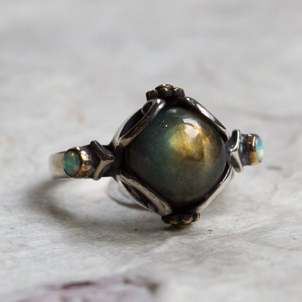 Unique Ring for Her, Gypsy Ring, Hippie Ring, Green Labradorite Ring ...