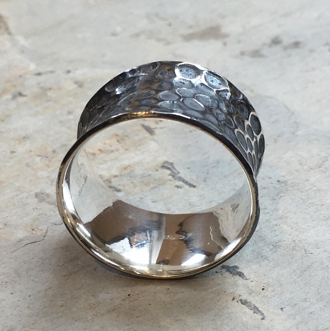 Wide Ring Sterling Silver Ring Wedding Band Rustic Ring - Etsy