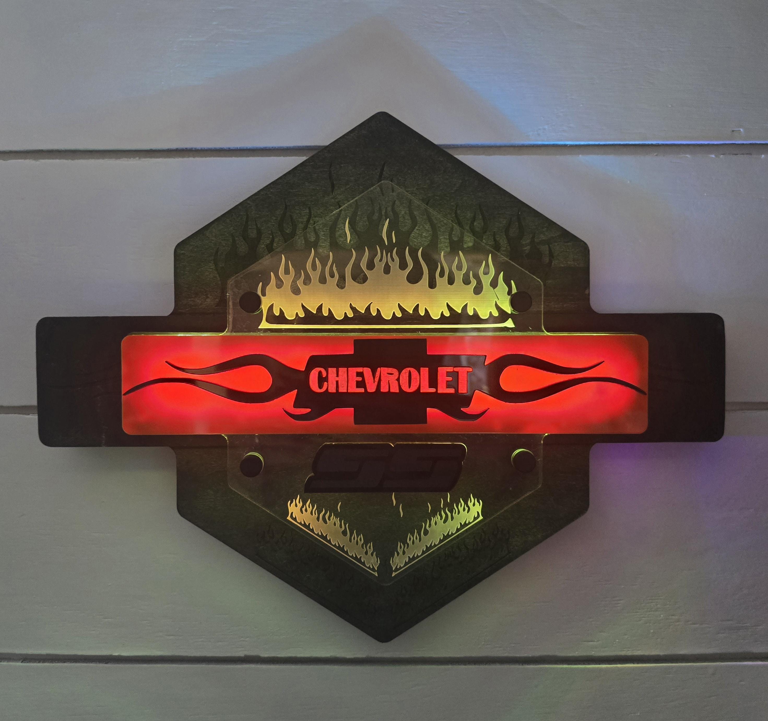 Logo Chevy Avec Des Bois "CHEVROLET"EMBOSSED SIGN,VINTAGE LOGO DESIGN