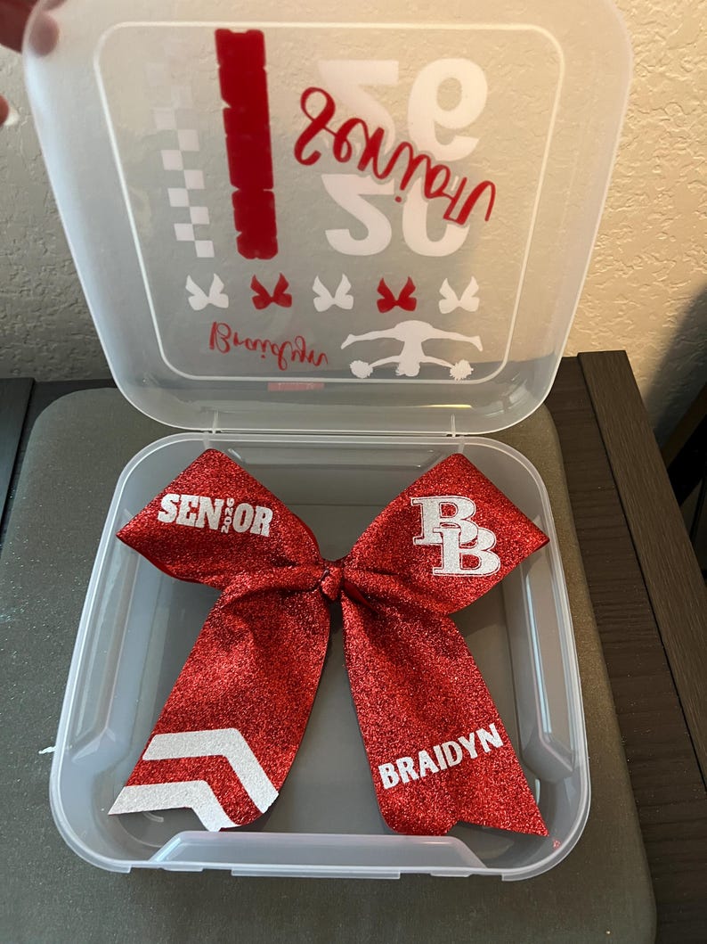 Customized Cheer Bow Boxes | Personalized Storage for Cheerleading Bows ...