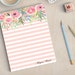 Personalized Notepad, Pink Watercolor Floral, Floral Notepad ...