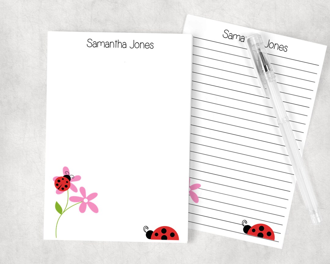Personalized Notepad, Ladybug Notepad, Personalized Red Ladybug ...