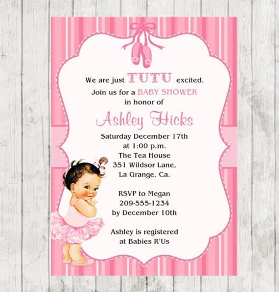 TUTU Baby Shower Invitation / Pink TuTu / 10 PRINTED Invitations by 4 ...