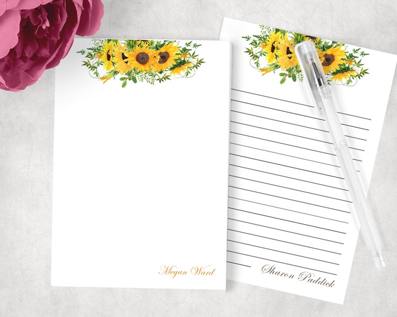 Personalized Notepad SUNFLOWER Floral Notepad Personalized - Etsy
