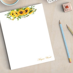 Personalized Notepad, SUNFLOWER, Floral Notepad, Personalized ...
