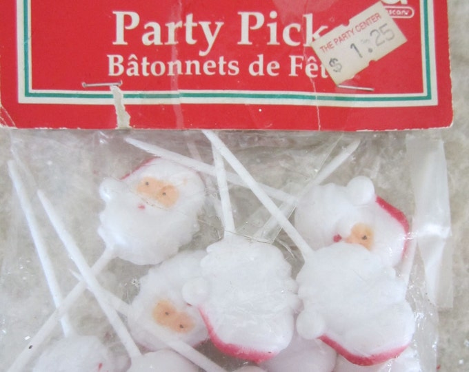 Puffy Santa Picks 12, Santa Cake Topper, Retro Christmas Cupcake ...