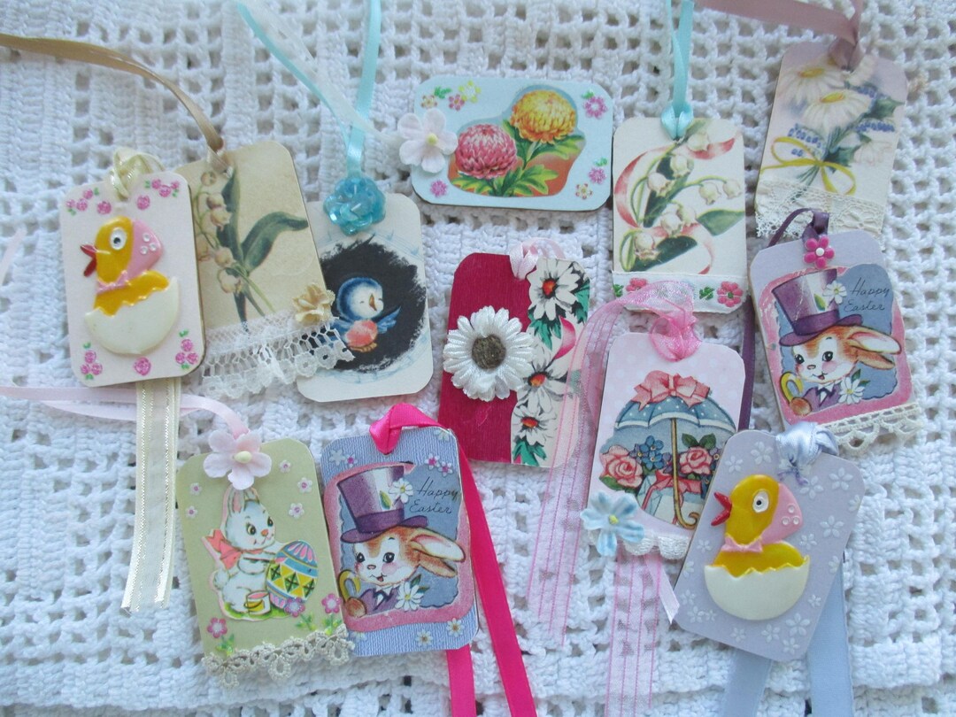 Easter & Spring Gift Tags Made With Vintage Ephemera - Etsy