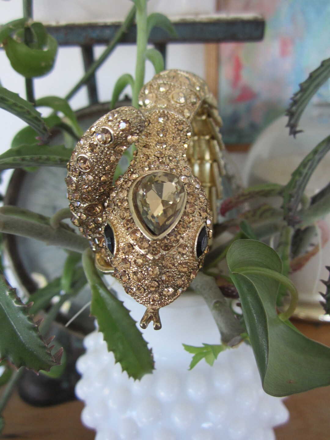 Vintage Snake Bracelet With Rhinestone Embellishments - Etsy