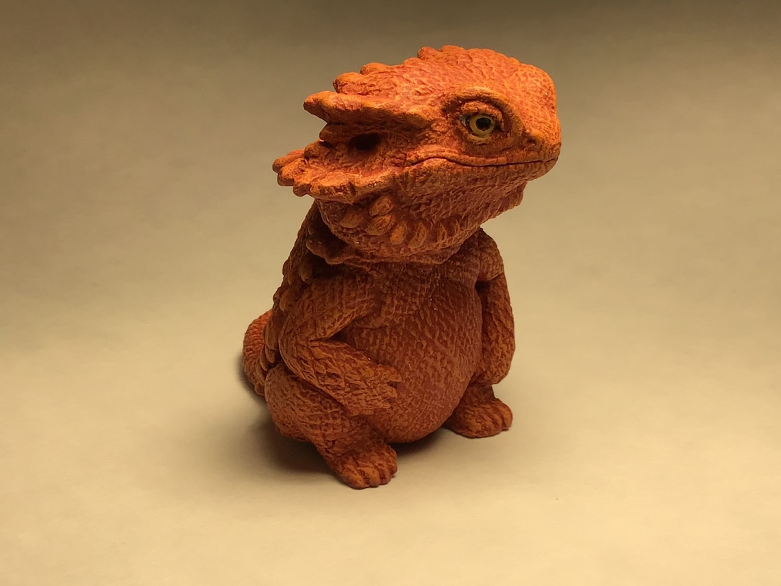 Bearded Dragon Sculpture Figurine Comic Character Cute Red | Etsy
