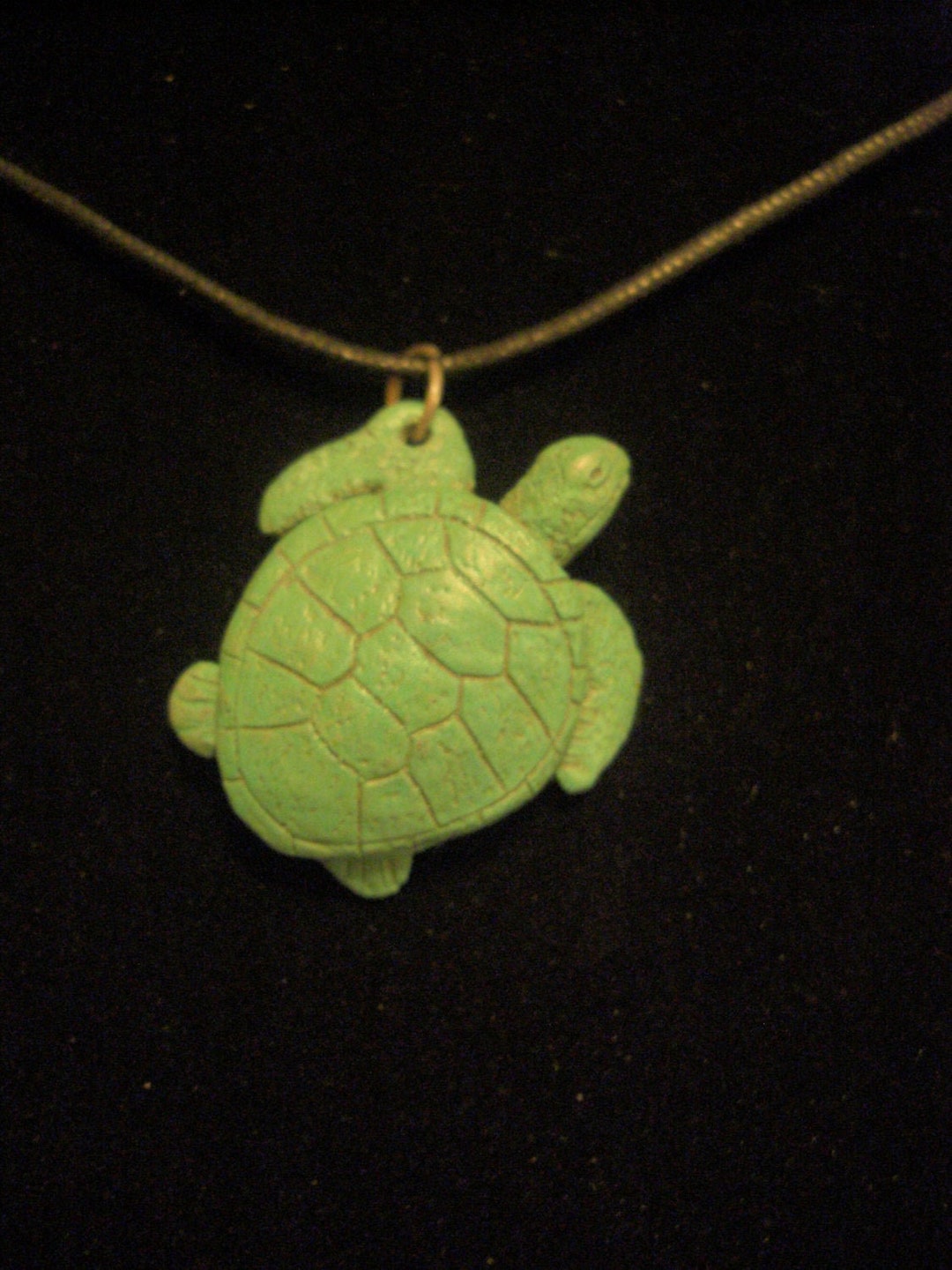 Green Sea Turtle Pendant Necklace Cold Cast Pewter NEW Green/blue ...