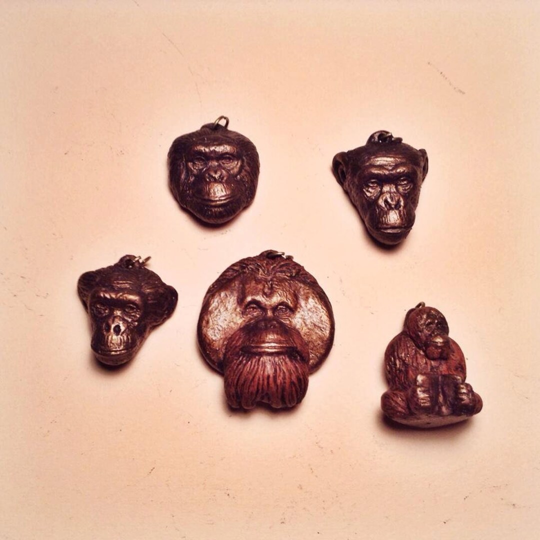 5 New Center for Great Apes Pendants Bronze Finish Orangutan, Chimpanze ...