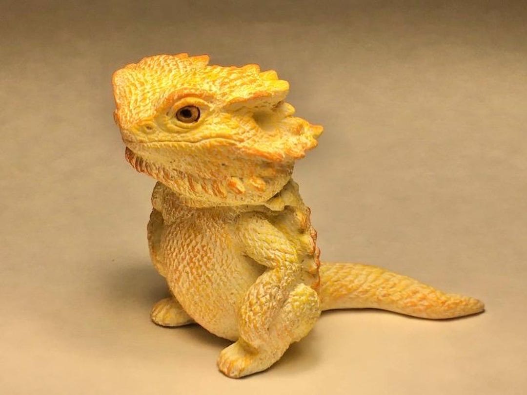 Handmade Resin Bearded Dragon Figurine: Yellow Comic Character ...