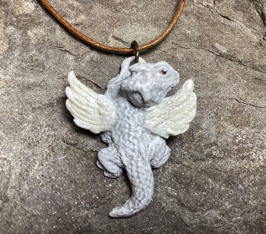 Bearded Dragon Angel Wings Pendant White Small Handmade New! - Etsy