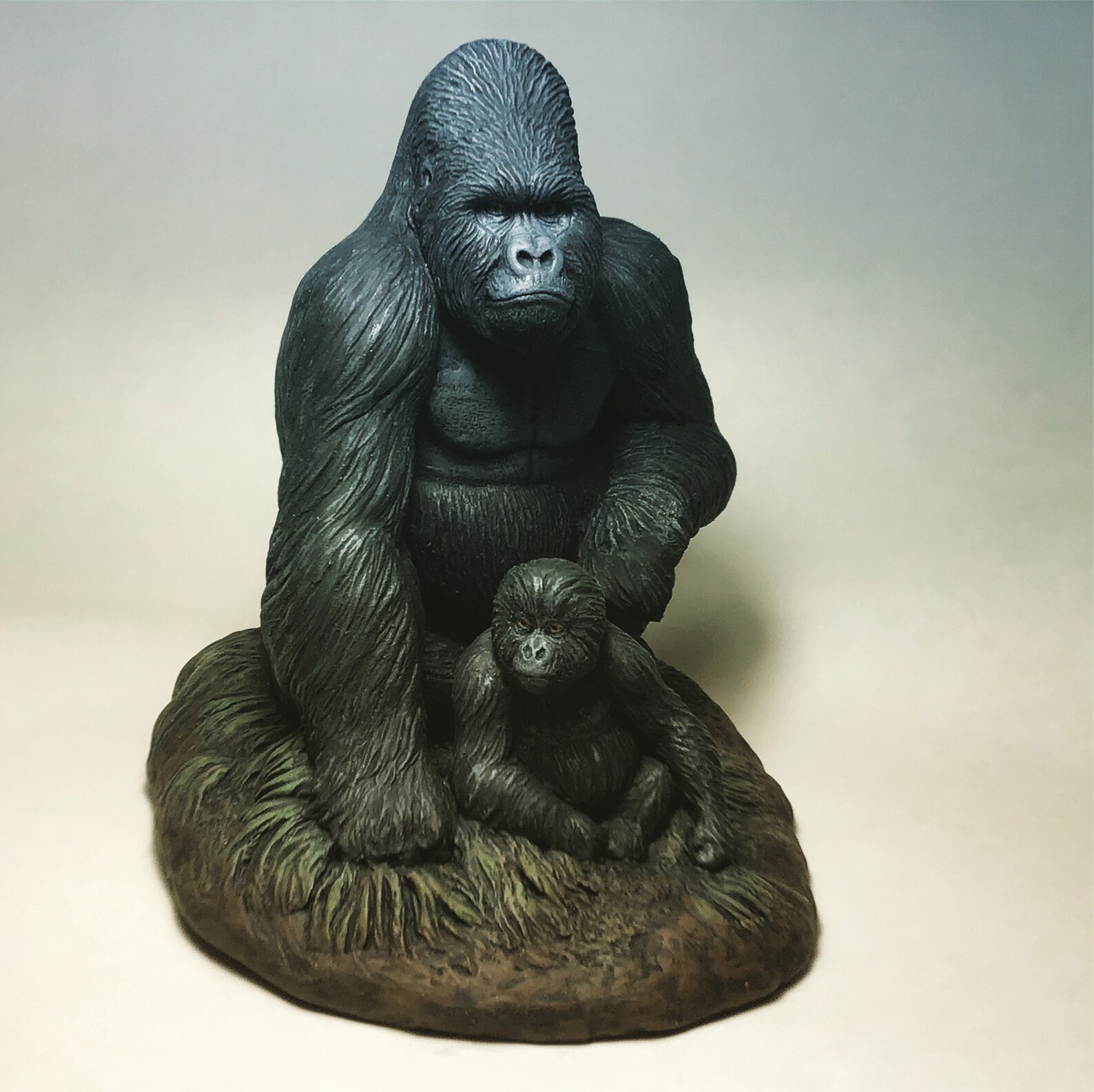 Mountain Gorilla Silverback and Baby Sculpture Statue Hand - Etsy