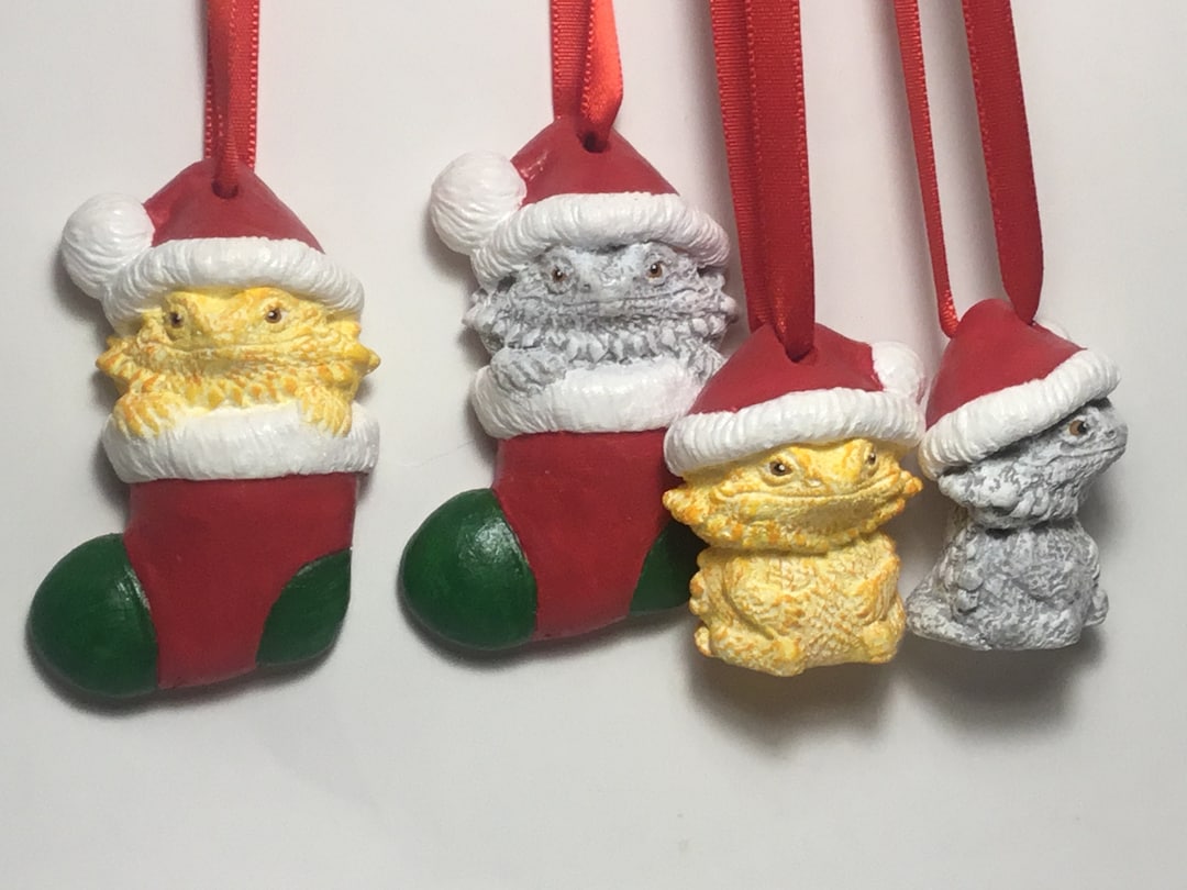 Bearded Dragon Christmas Ornament NEW in Stocking and Babies 4 Pack Lot ...