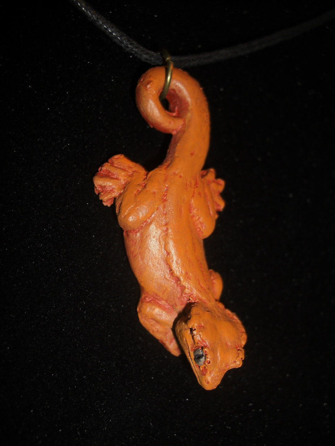 Crested Gecko Necklace/ Pendant Orange /yellow Handmade - Etsy