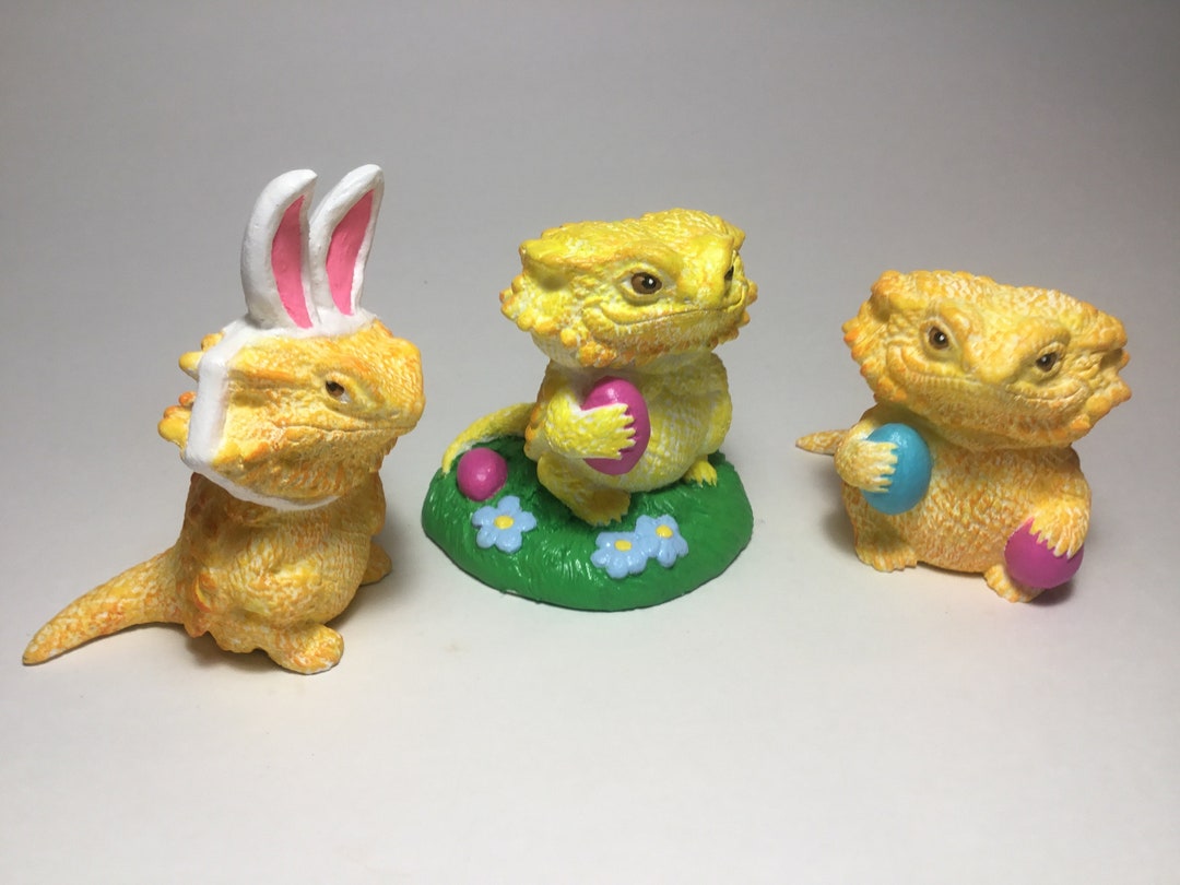 Bearded Dragon Easter Figurine Lot of Three! Yellow Orange - Etsy