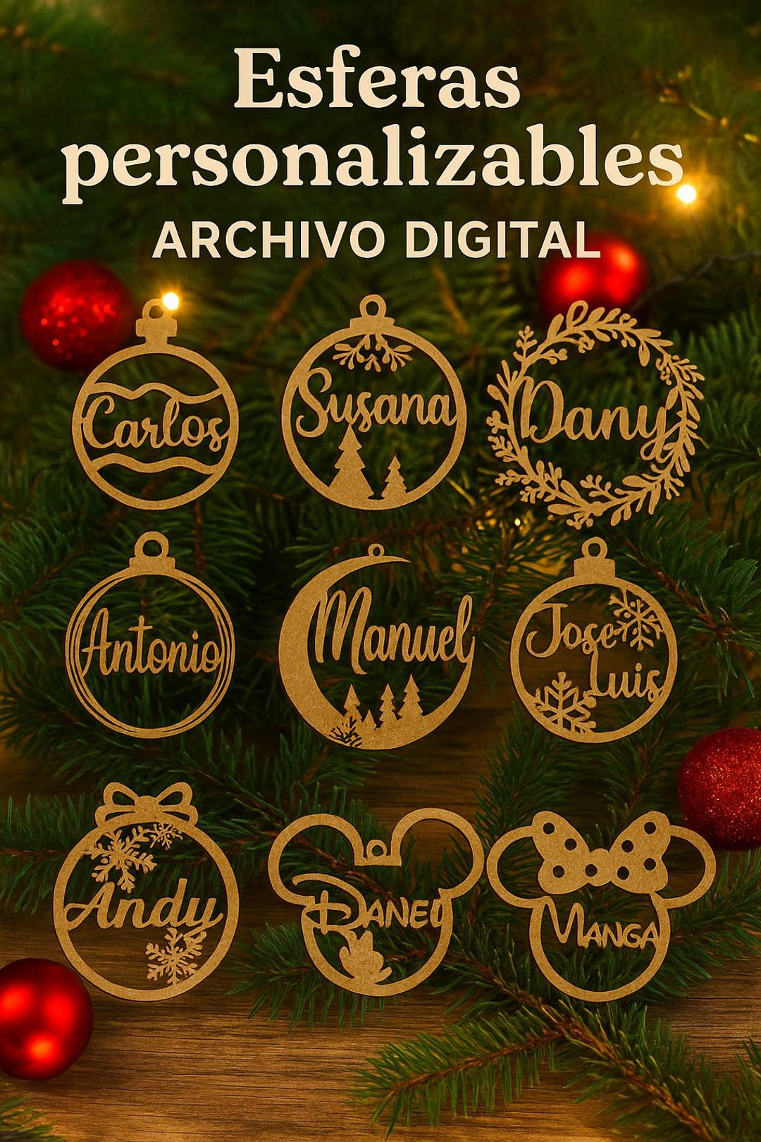 Archivo digital Esferas navideñas personalizables | 10 modelos base ...