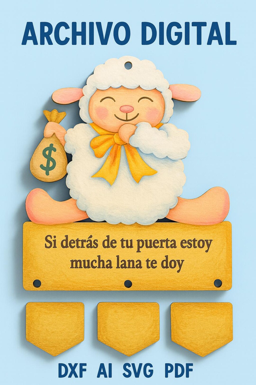 Laser Cut File: Sheep With a Sign "lots of Wool" + Pennants - 3 Mm MDF ...