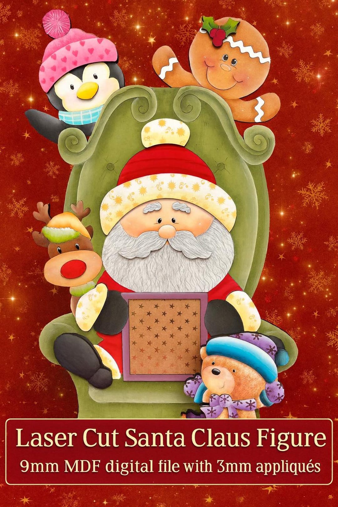 Santa Claus Chair Laser Cut File | Christmas Decoration DXF PDF ...