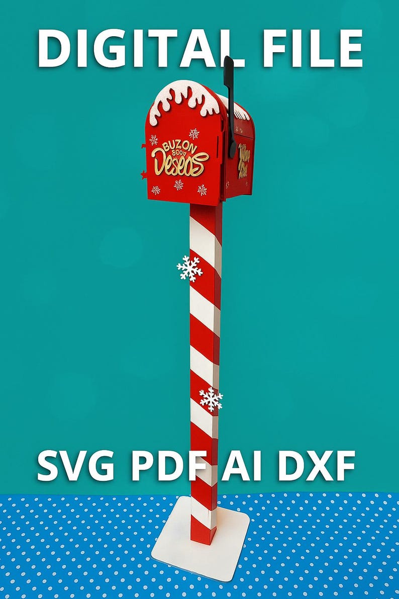 Christmas Mailbox Laser Cut File – 1m & 50cm – Santa Mailbox – Holiday ...