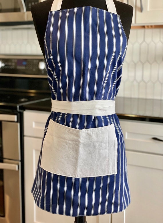 Blue and White Stripes Apron - Etsy