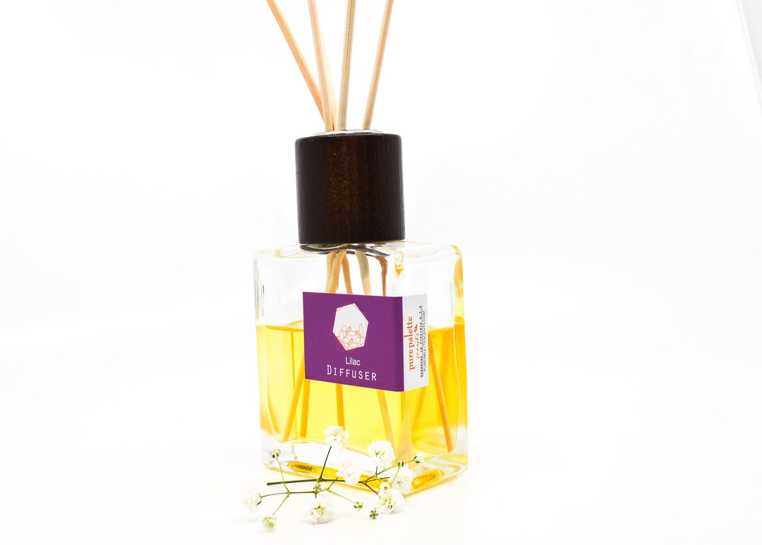 Lilac Floral Fragrance Room Diffuser Oil Square Vase, Natural Dyed ...