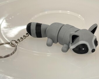 Adorable Raccoon Keychain – Flexible Animal Keyring Gift for Wildlife ...