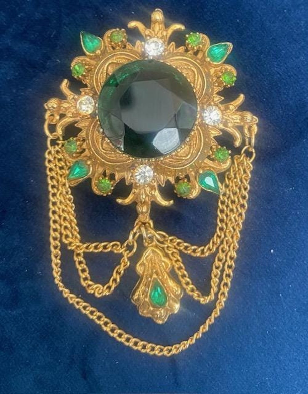 Vintage Florenza Emerald Brooch Pin - Etsy