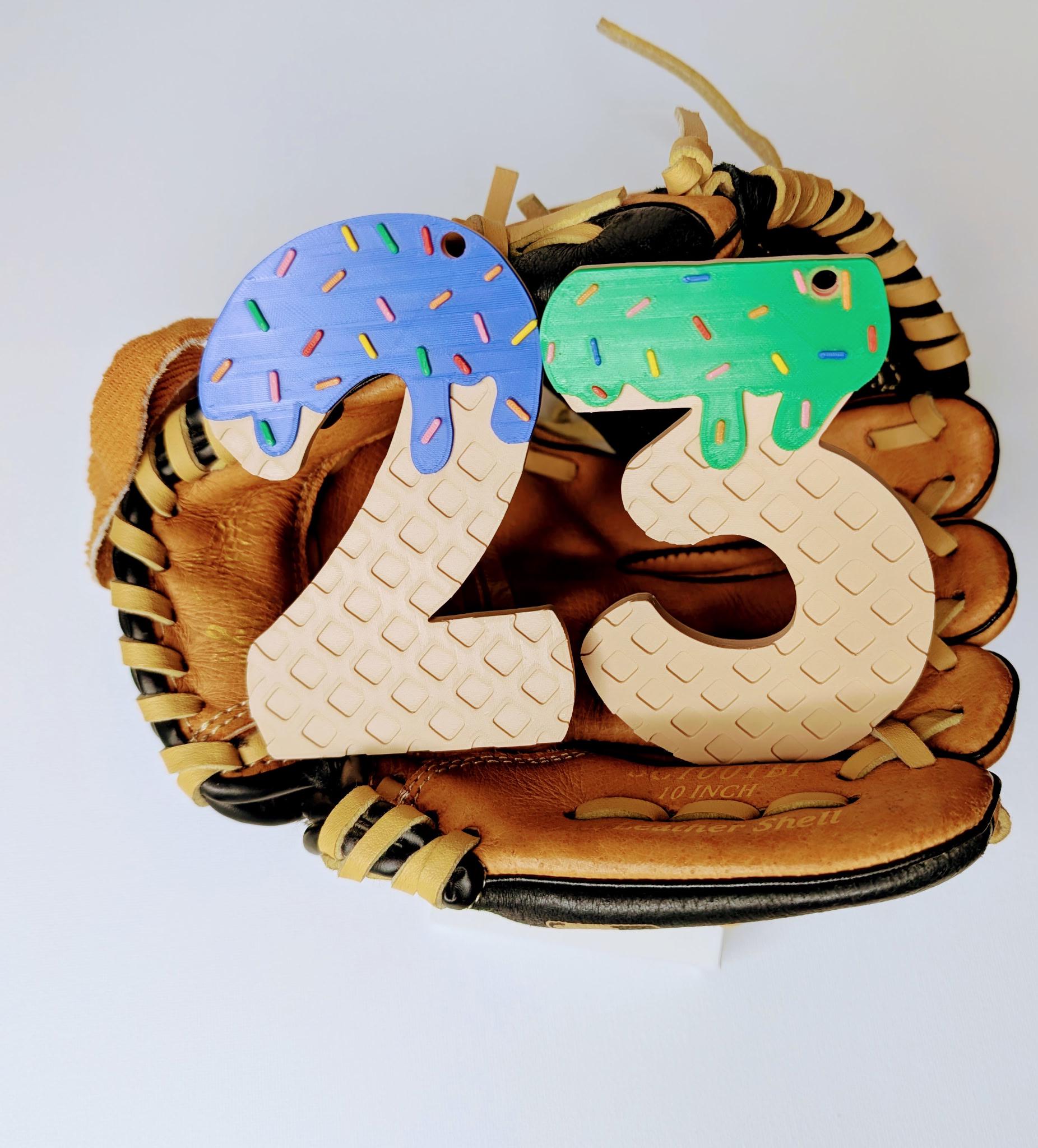 Custom Baseball Bag Tag - Ice Cream Drip Number Keychain for Baseball ...