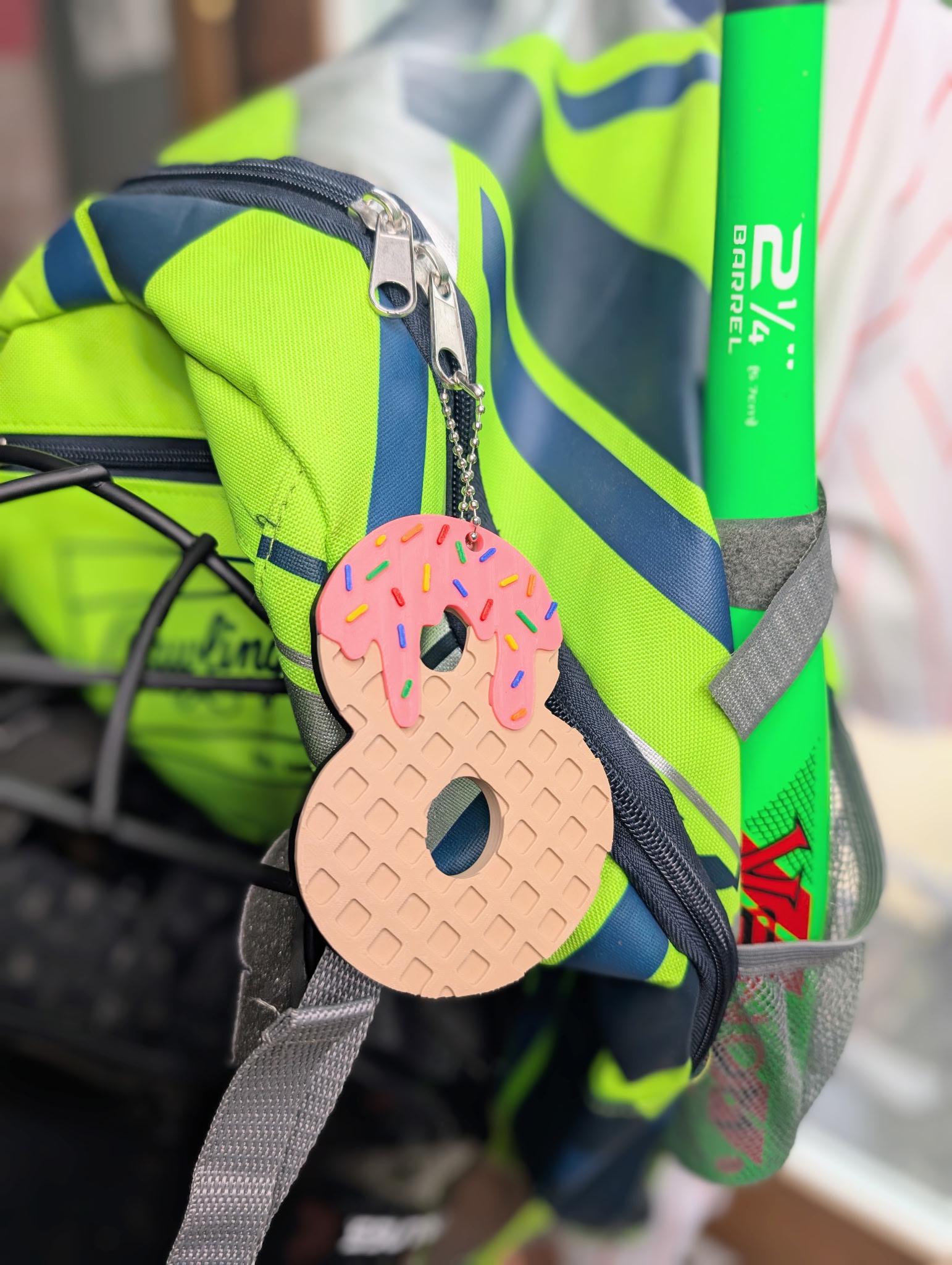 Custom Baseball Bag Tag - Ice Cream Drip Number Keychain for Baseball ...