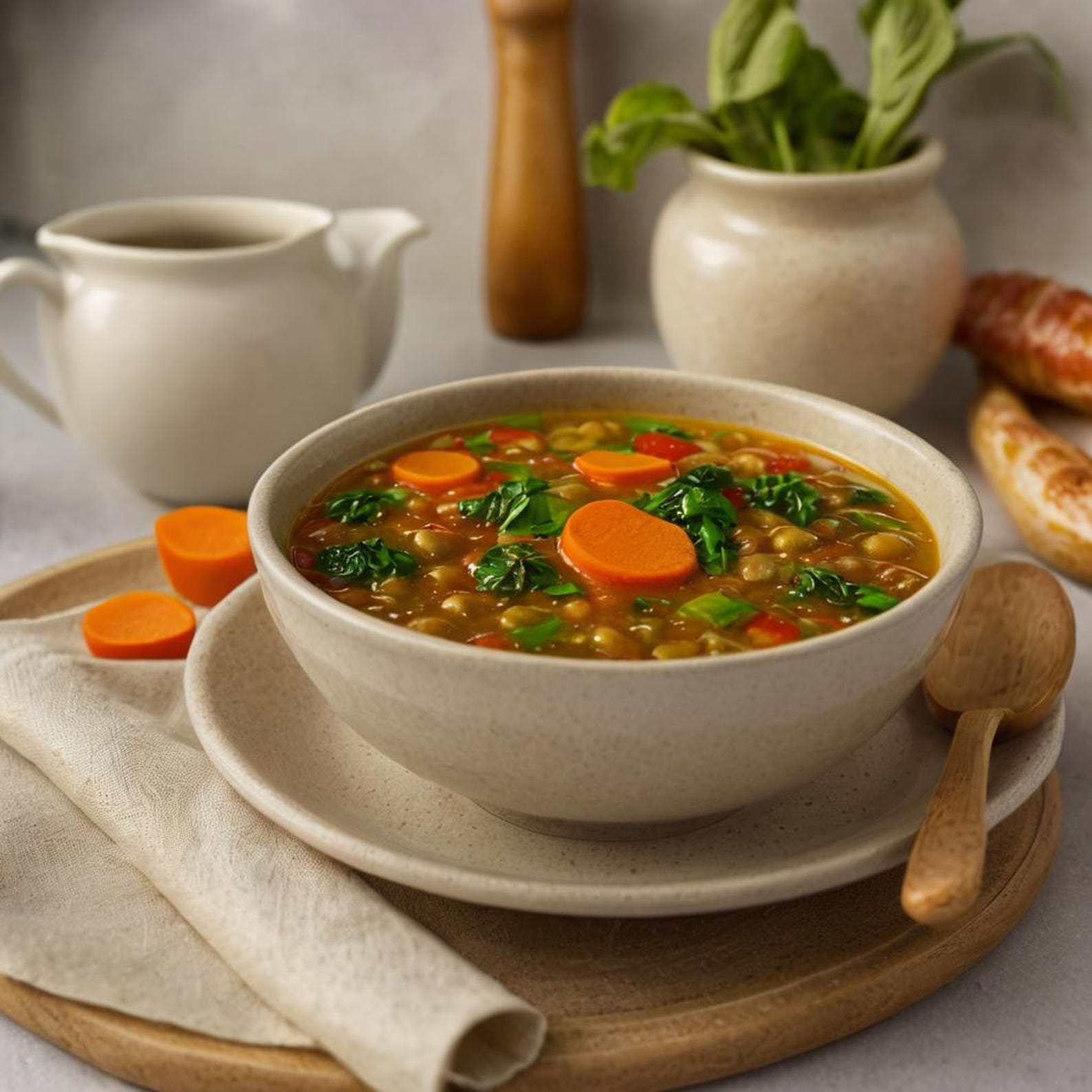 Best Recipe for Vegan Lentil & Spinach Soup, Easy Recipe, Printable ...