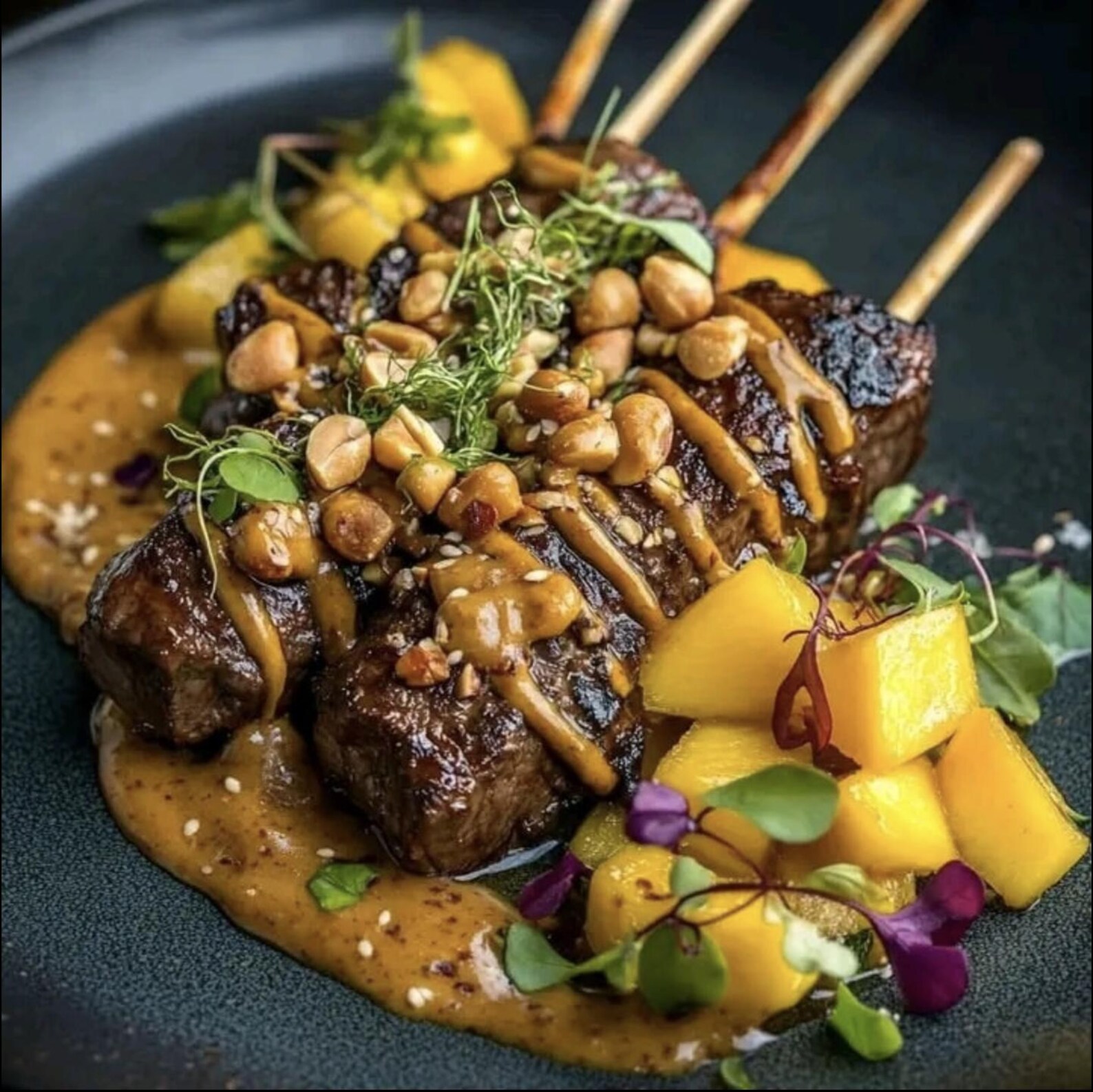 Best Recipe for Beef Satay With Spicy Peanut Sauce Mango & Peanut ...