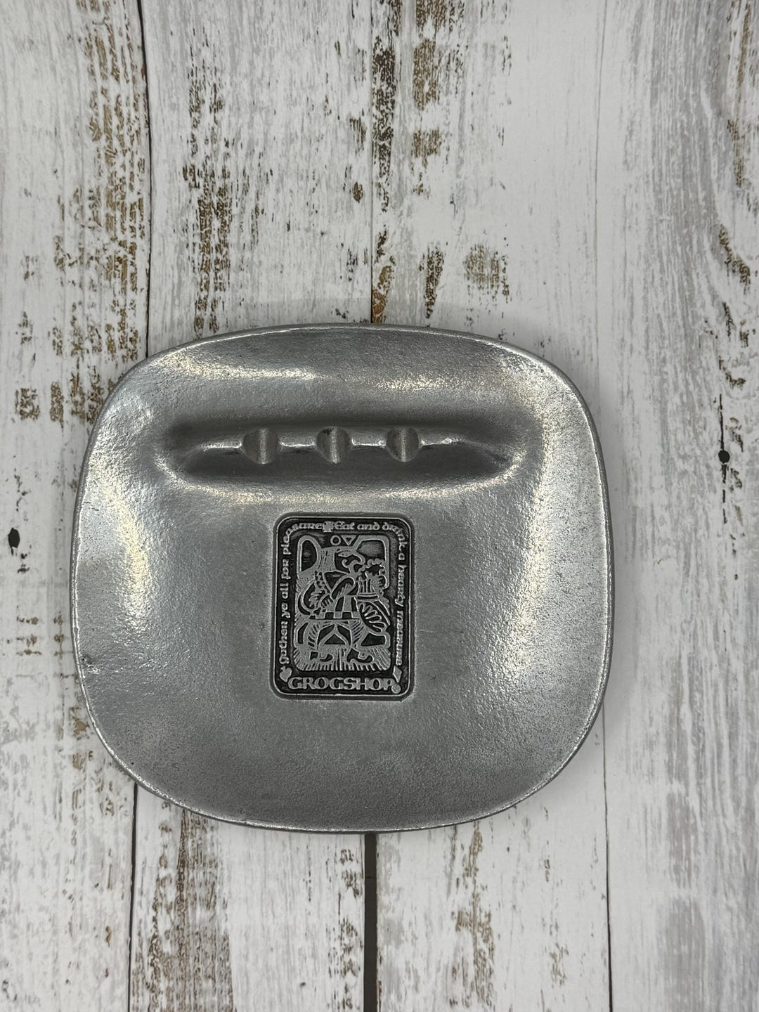 Vintage Pewter Ashtray | Grogshop Collectible Metalware | Retro Barware ...
