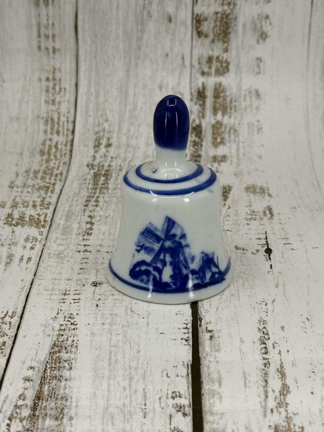 Vintage Delft Blue Porcelain Bell | Dutch Windmill Ceramic Bell | Hand ...