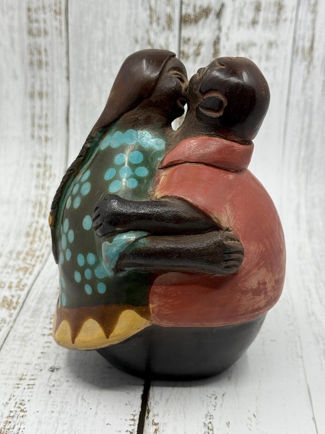 Vintage Peruvian Chulucanas Pottery Cuddling Couple Sculpture ...