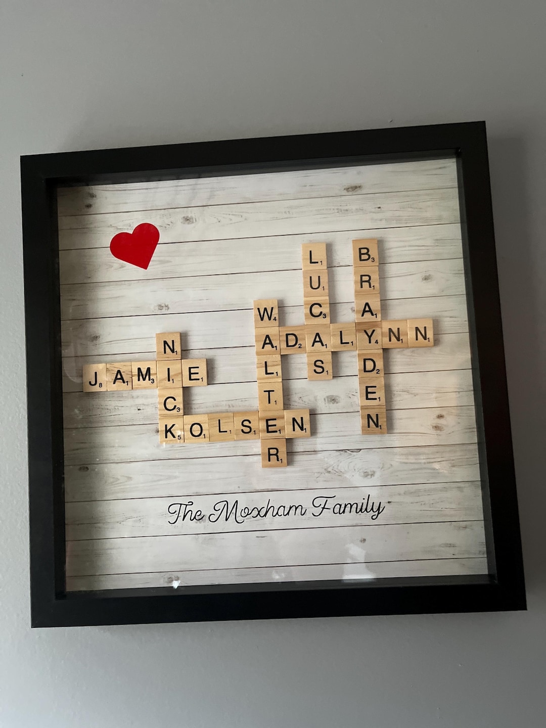Personalized Scrabble Tile Shadow Box: Family Crossword Art - Etsy