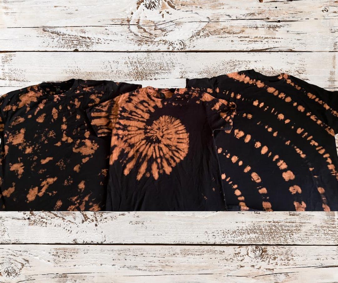 Reverse Tie-dye T-shirt, Black and Rust Bleached Tie Dye Apparel ...