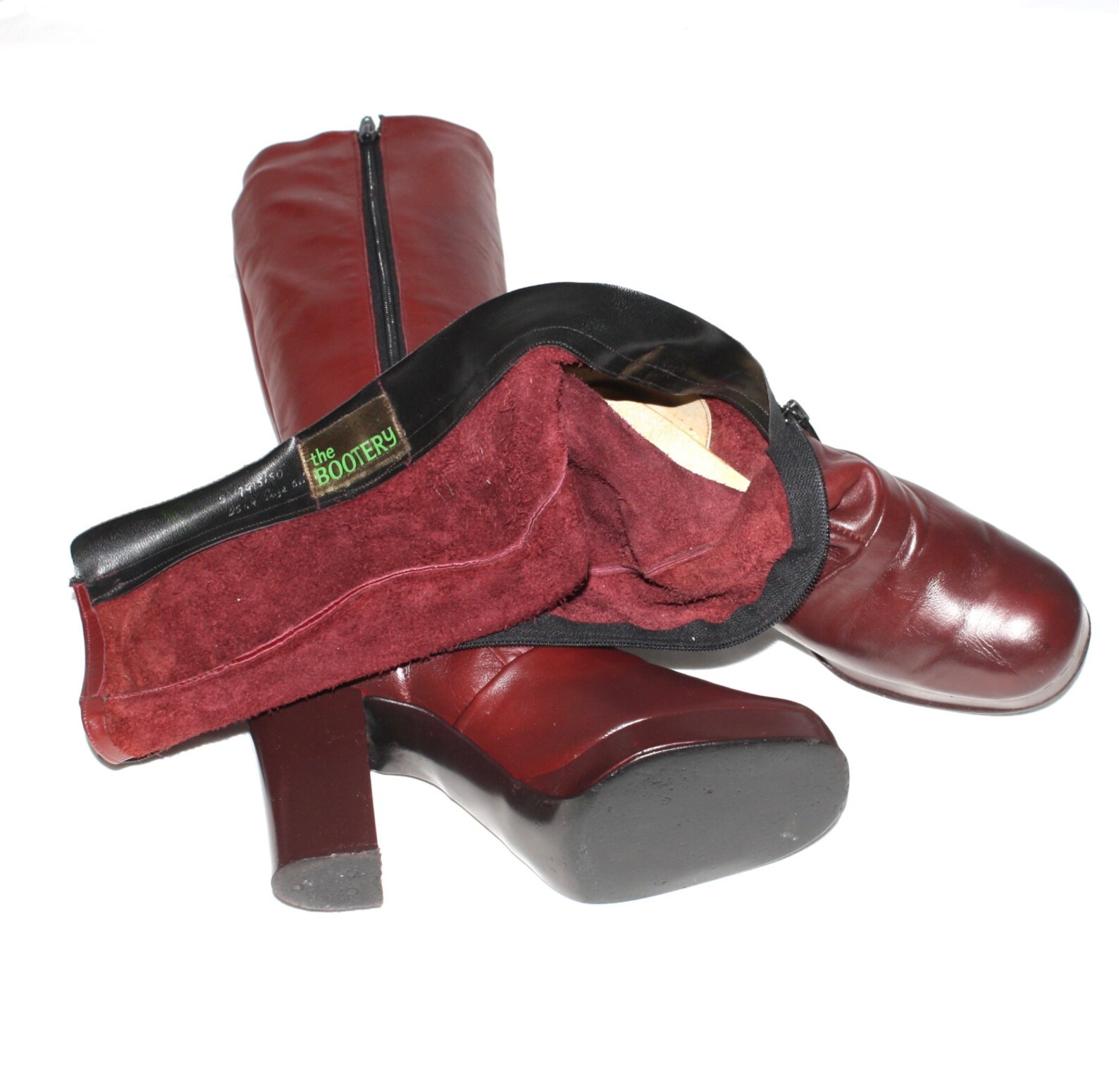 Vintage THE BOOTERY Sky High 70's Burgundy Leather - Etsy