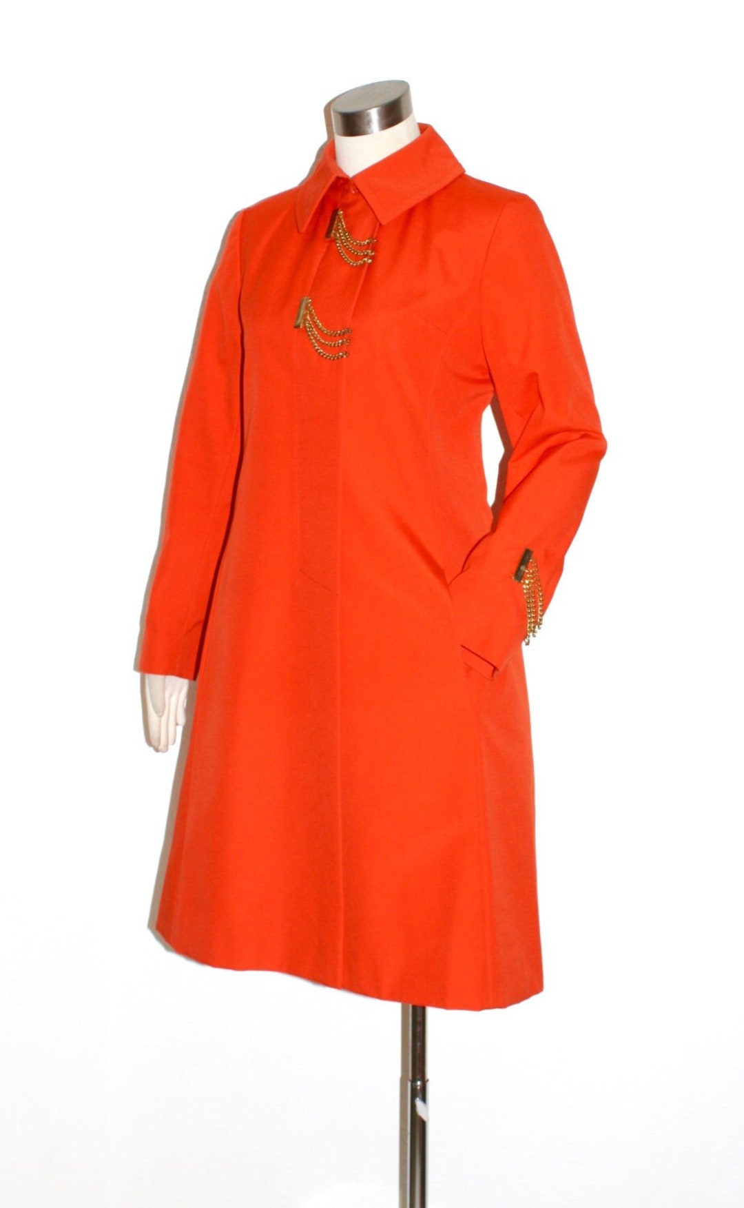 Vintage BILL BLASS for Bond Street Red Mod Chain Trench Coat - Etsy